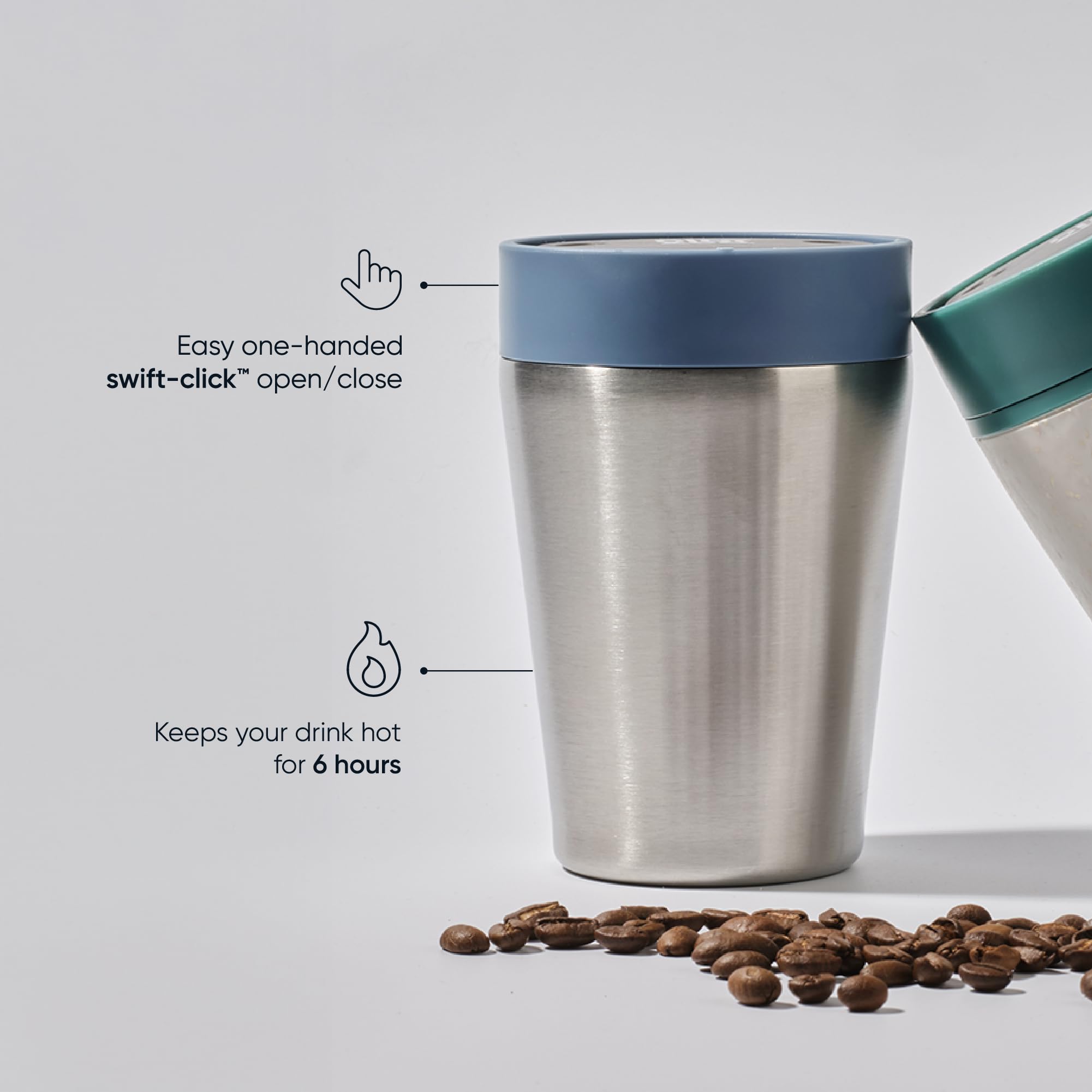 Circular & Co Stainless Steel Coffee Cup - 12oz - Insulated Reusable Travel Mug - Made from Recycled Stainless Steel - 100% Leakproof Coffee Mug - Fully Lockable - Insulated for 6 Hours