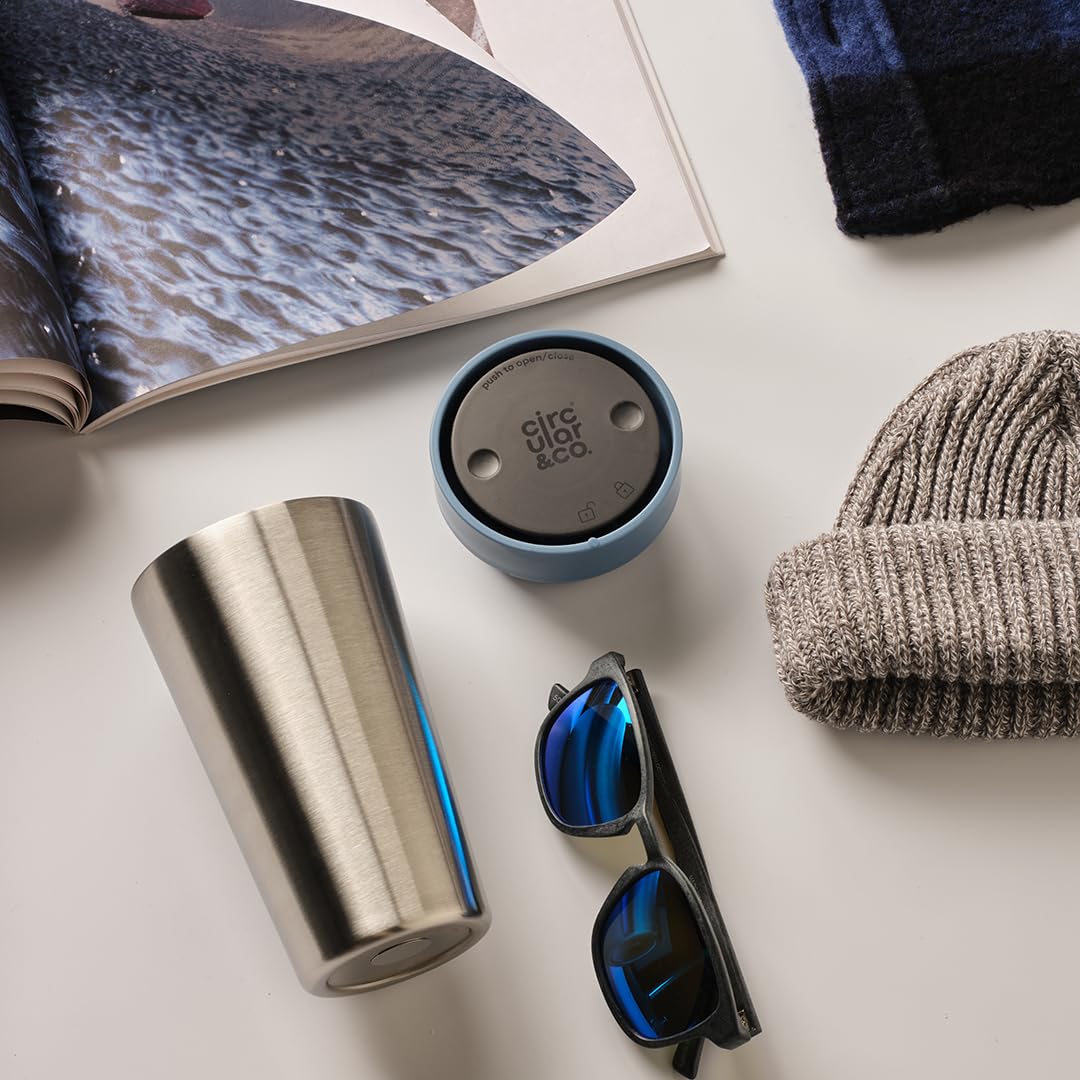 Circular & Co Stainless Steel Coffee Cup - 12oz - Insulated Reusable Travel Mug - Made from Recycled Stainless Steel - 100% Leakproof Coffee Mug - Fully Lockable - Insulated for 6 Hours