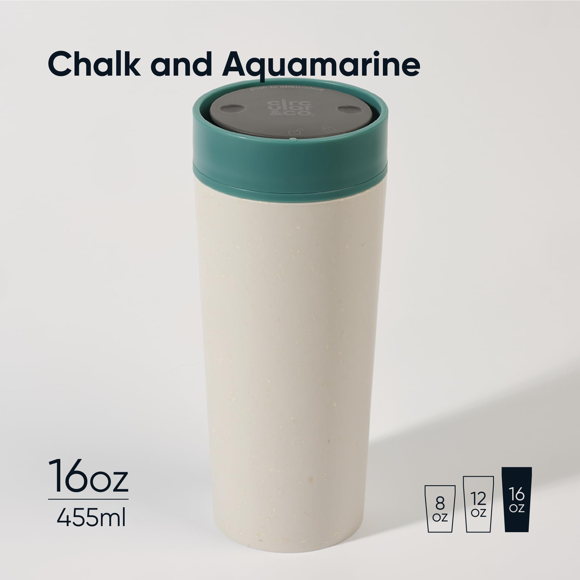 Circular & Co Reusable Coffee Cup - 16oz - 100% Leakproof Large Travel Mug - Made from Recycled Coffee Cups - Sustainble Insulated Coffee Tumbler - BPA Free - Dishwasher Safe