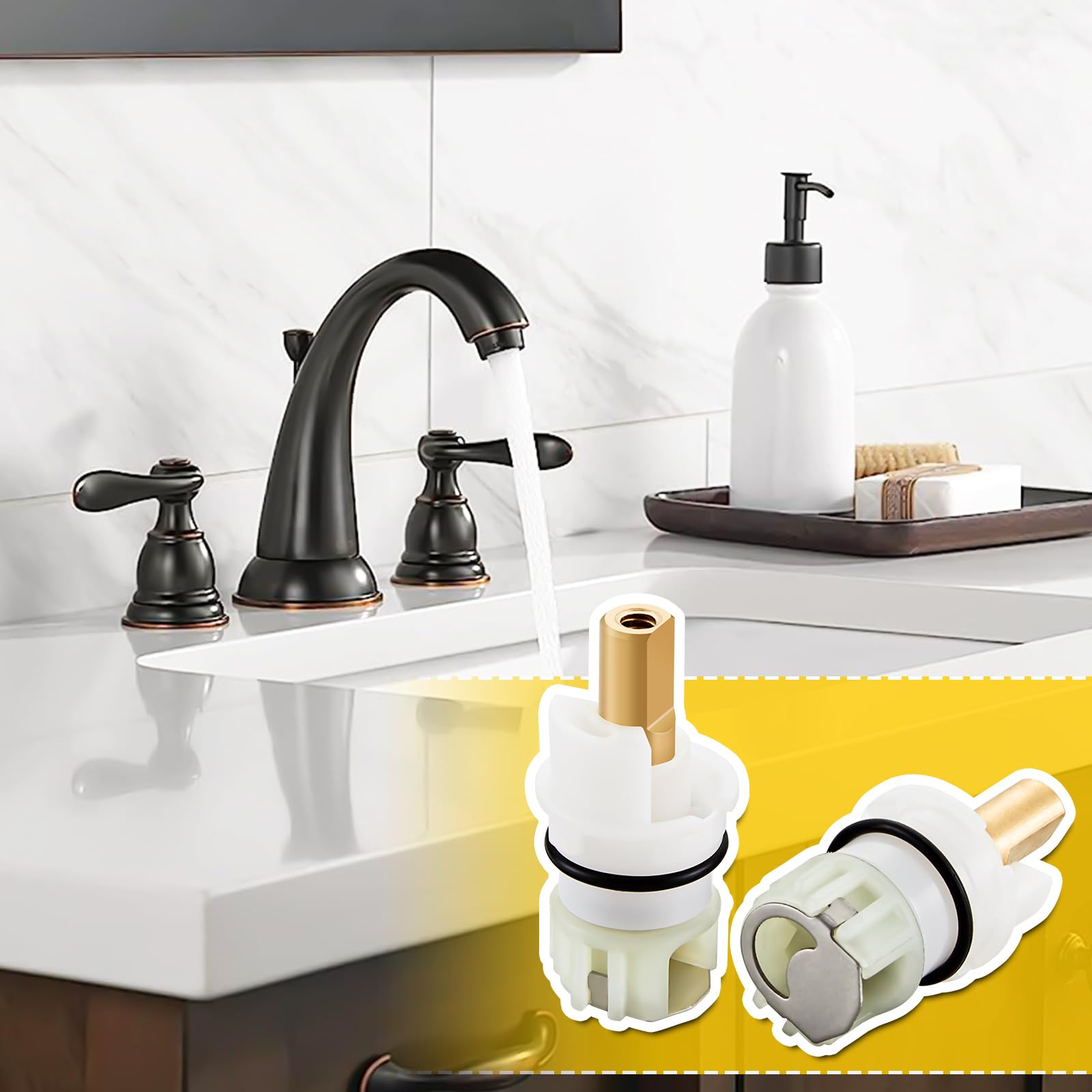 RP25513 faucet stem assembly, Replacement Kit for Delta two handle faucet repair kit, Includes RP4993 Seats and Springs, 2 Pack