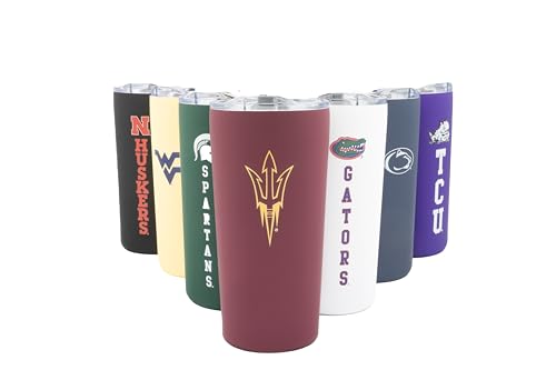 Decorvo Officially Licensed Collegiate Stainless Steel Tumbler - Double Walled Insulated Travel Thermos with Slide Lid - 18 oz (Arizona ST - Red)