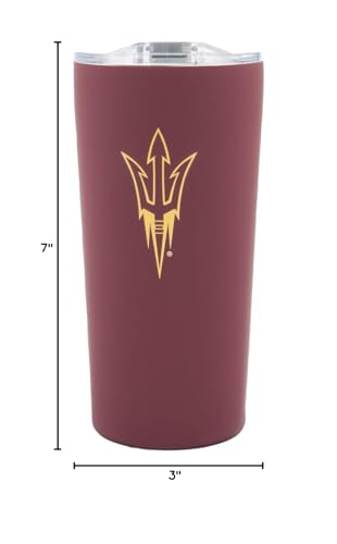 Decorvo Officially Licensed Collegiate Stainless Steel Tumbler - Double Walled Insulated Travel Thermos with Slide Lid - 18 oz (Arizona ST - Red)