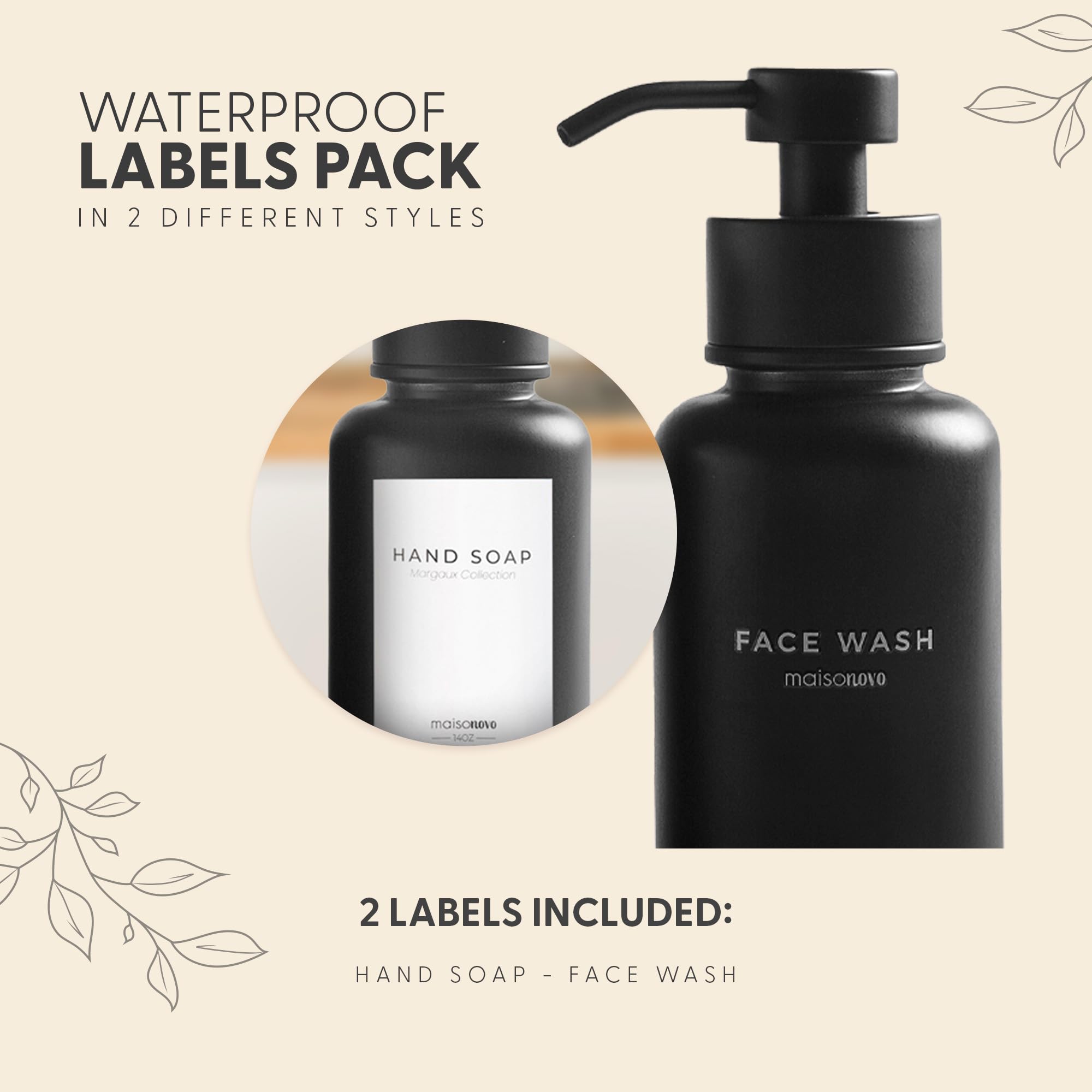 MaisoNovo Foaming Soap Dispenser with Concrete Tray - Hand Soap Refills for Foaming Dispenser - Black Bottle w.Tray 14 oz - 12 Mix Tablets