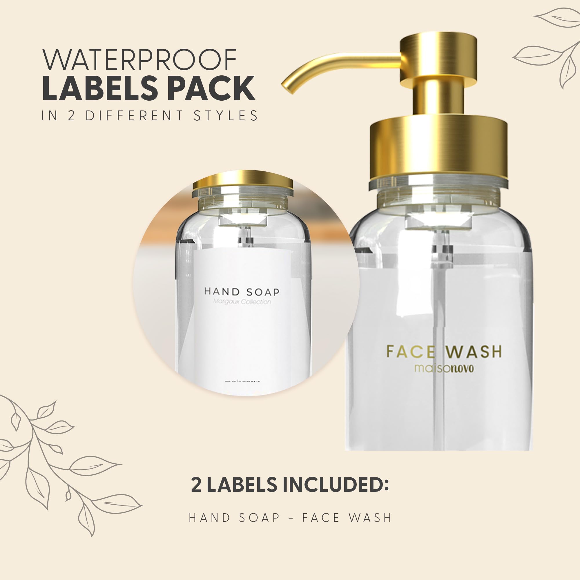 MaisoNovo Foaming Soap Dispenser with Concrete Tray - Hand Soap Refills for Foaming Dispenser - Clear Bottle w.Tray 14 oz - 12 Mix Tablets
