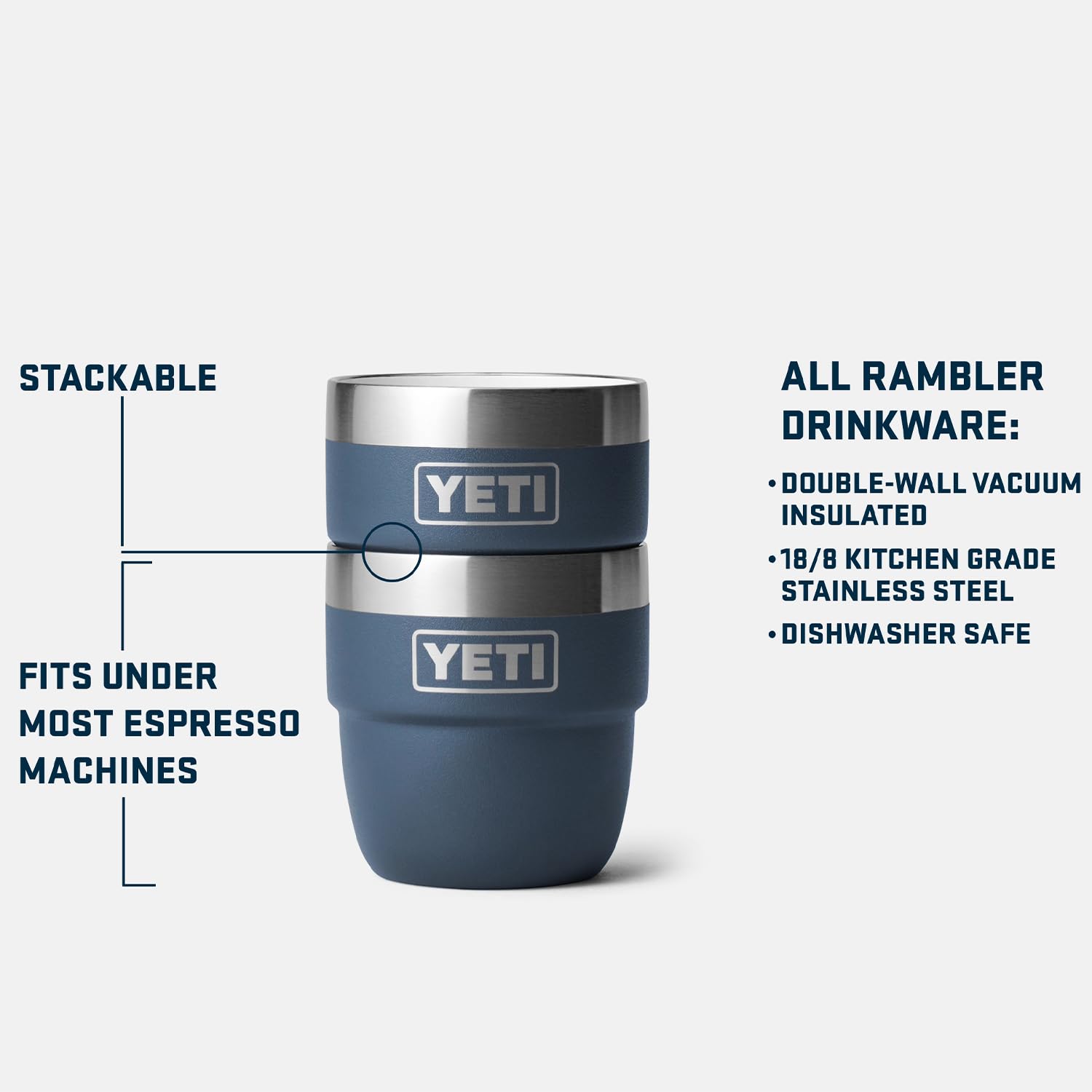 YETI Rambler 4 oz Stackable Cup, Stainless Steel, Vacuum Insulated Espresso/Coffee Cup, 2 Pack, Chartreuse