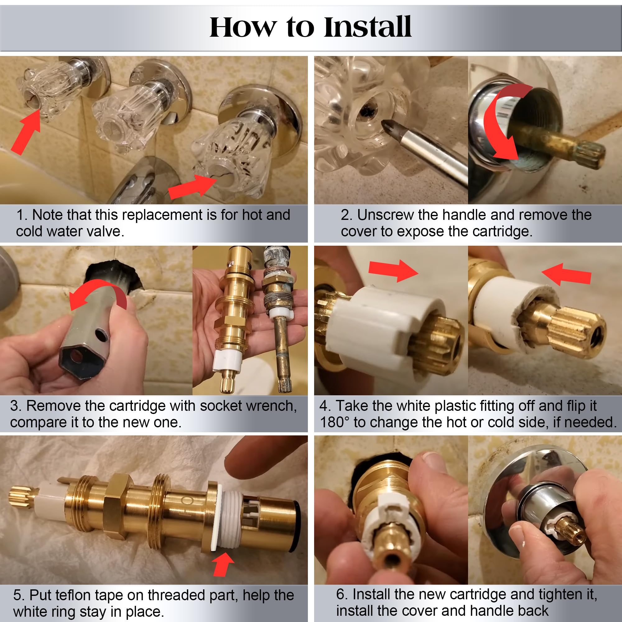 Dreyoo Ceramic Disc Cartridge Replacement for 910-030, Shower and Faucet Stem Compatible with Price/Pfister, Shower Valve Faucet Cartridge Brass Construction (2 Pack)