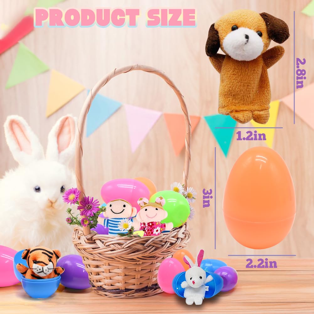 20PCS Easter Eggs Filled with Finger Puppets, Filled Easter Eggs with Family Animals Puppets for Kids, Easter Theme Party, Basket Stuffers Fillers, Easter Egg Hunt