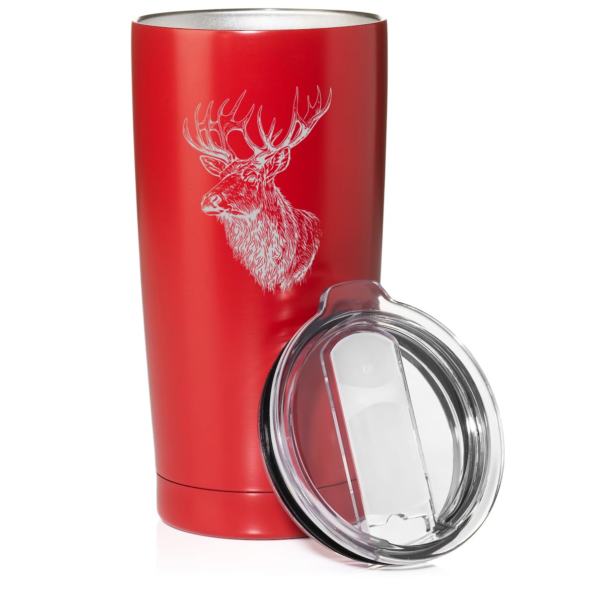 Smooth Body Tumbler Stainless Steel Vacuum Insulated Travel Mug Cup Gift Elk Head (Red, 20 oz)