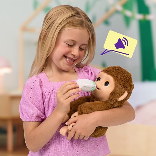 Little Live Pets My Baby Monkey - Adorable pet Monkey with Over 50 Sounds & Reactions. Expressive Moving Mouth. Mango Sucks his Thumb, Feeds from his Bottle, & Hangs from his Hands & feet!