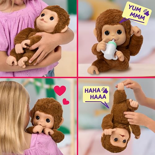 Little Live Pets My Baby Monkey - Adorable pet Monkey with Over 50 Sounds & Reactions. Expressive Moving Mouth. Mango Sucks his Thumb, Feeds from his Bottle, & Hangs from his Hands & feet!