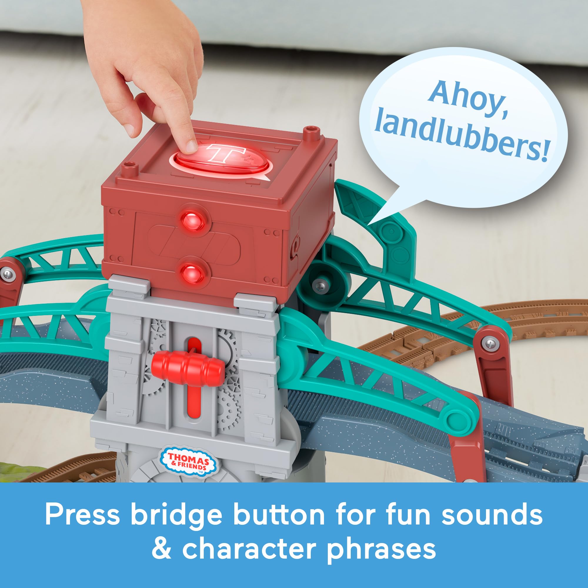 ​Thomas & Friends Toy Train Set Talking Bulstrode & Which-Way Bridge Track Playset with Sounds & Percy Engine for Kids Ages 3+ Years