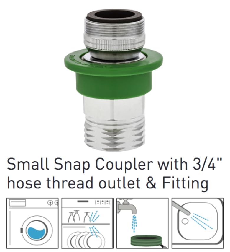Quick Connect Hose to Faucet Coupler and Fitting Dual Thread by 3/4 in. Brass MGH Good for Portable Appliances Snap Fit (Small Fitting & Coupler)