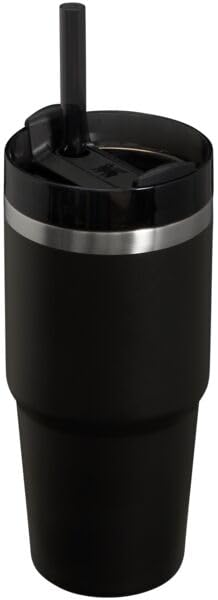 Stanley Quencher H2.0 Tumbler with Straw 14 oz | Flowstate 3-Position Lid | Cup Holder Compatible for Travel | Insulated Stainless Steel Cup | BPA-Free | Black 2.0