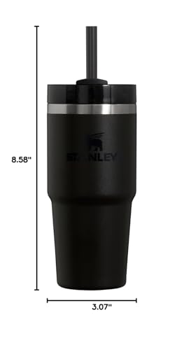 Stanley Quencher H2.0 Tumbler with Straw 14 oz | Flowstate 3-Position Lid | Cup Holder Compatible for Travel | Insulated Stainless Steel Cup | BPA-Free | Black 2.0