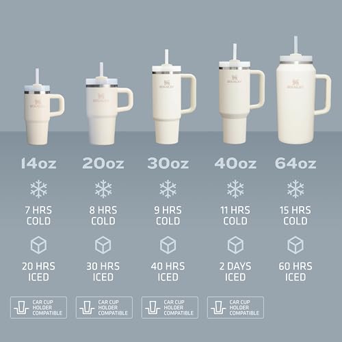 Stanley Quencher H2.0 Tumbler with Handle and Straw 30 oz | Flowstate 3-Position Lid | Cup Holder Compatible for Travel | Insulated Stainless Steel Cup | BPA-Free | Cream 2.0