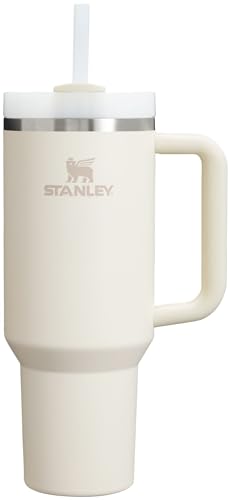 Stanley Quencher H2.0 Tumbler with Handle and Straw 40 oz | Flowstate 3-Position Lid | Cup Holder Compatible for Travel | Insulated Stainless Steel Cup | BPA-Free | Cream 2.0