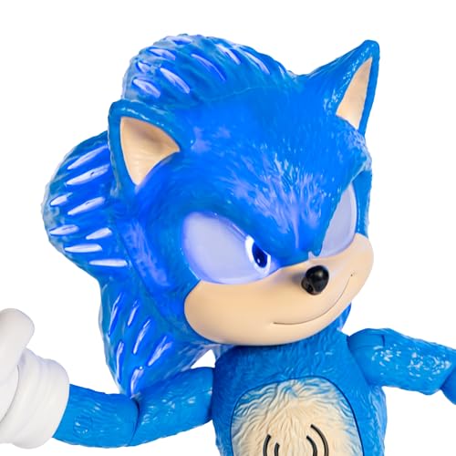 Sonic The Hedgehog 3 Ultimate Talking Sonic 12-Inch Figure, Features 30+ Iconic and Humorous Phrases and Sounds from The Movies, Light-Up Eyes and Quills