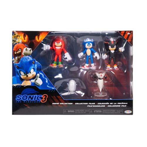 Sonic 3 Movie Action Figures 2.5-Inch Movie Collector Toy Figure Multi-Pack Includes Sonic Knuckles Shadow Buzz Bomber & Drone- Officially Licensed Toys