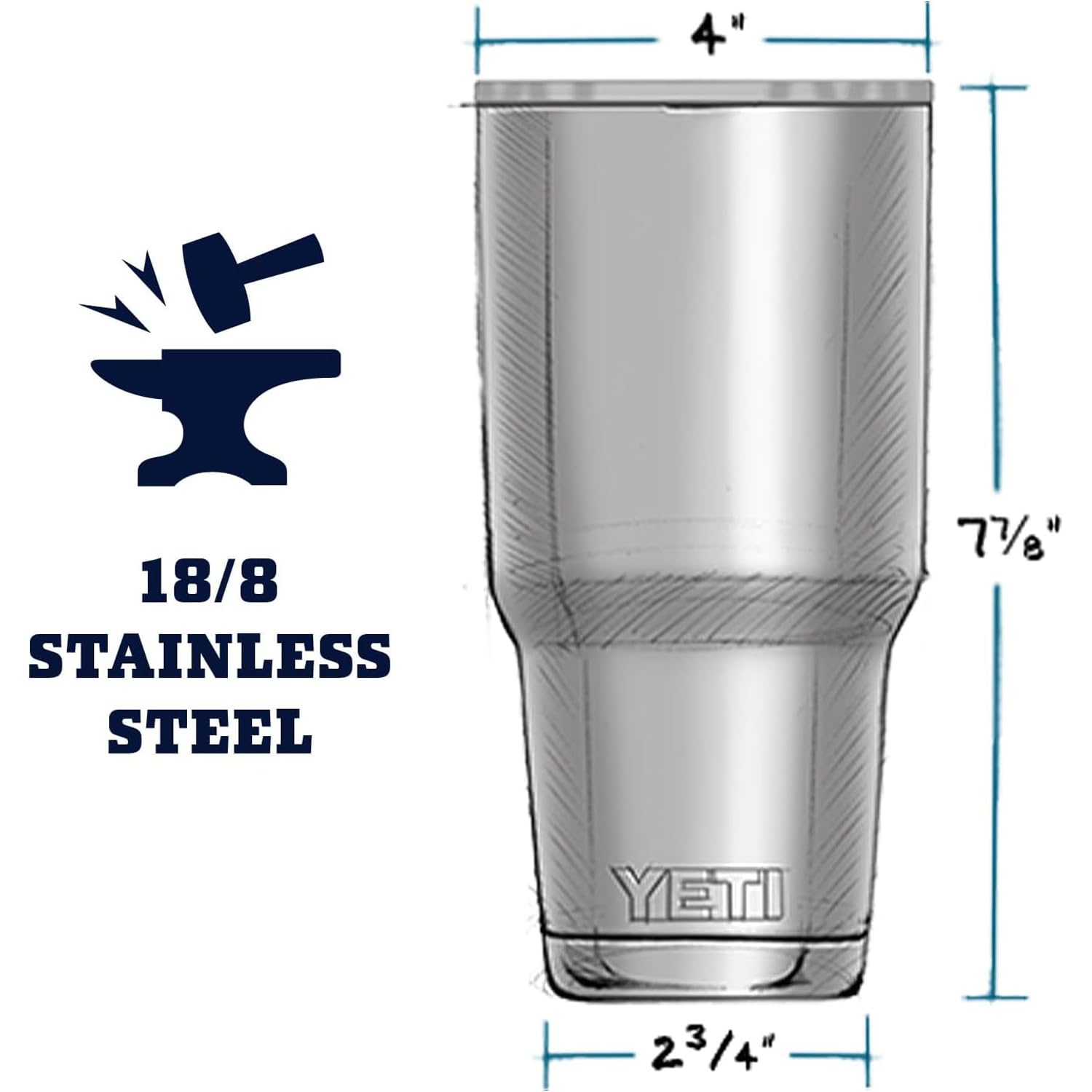 YETI Rambler 30 oz Tumbler, Stainless Steel, Vacuum Insulated with MagSlider Lid, Grey Stone