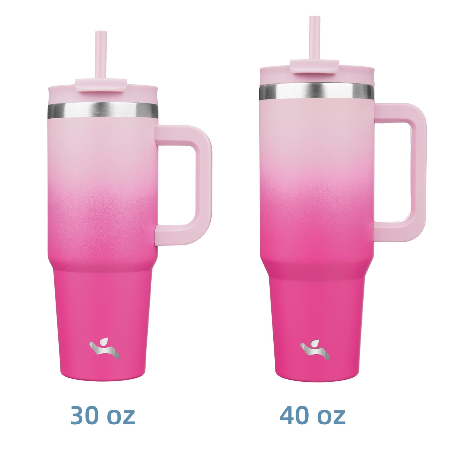 Konokyo 30 oz Tumbler with Handle and 2 Straws,2 in 1 Lid Insulated Water Bottle Stainless Steel Travel Coffee Mug,Cherry Blossoms