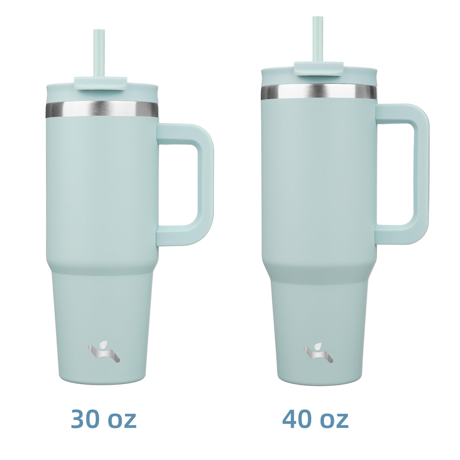 Konokyo 30 oz Tumbler with Handle and 2 Straws,2 in 1 Lid Insulated Water Bottle Stainless Steel Travel Coffee Mug,Blue Haze