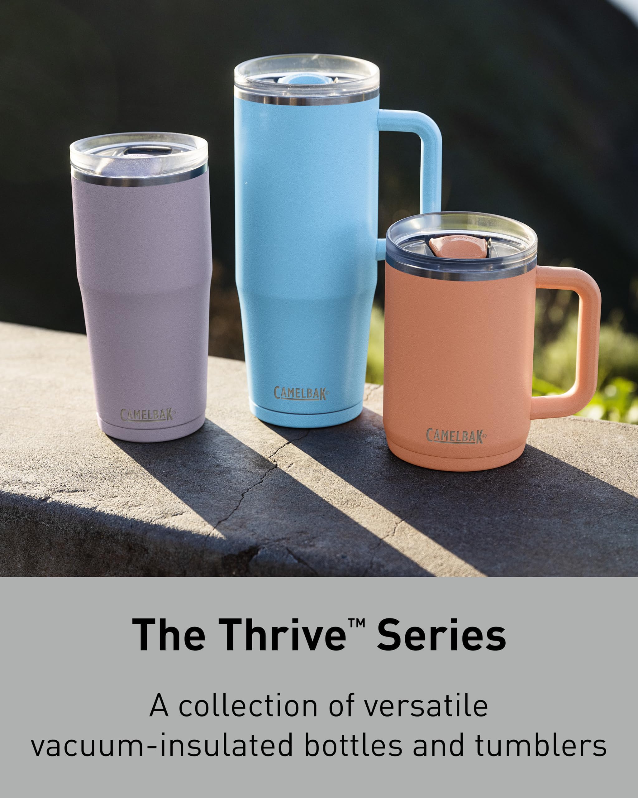 CamelBak Thrive Leak-Proof 16 oz Mug, Insulated Stainless Steel - For travel, coffee, tea, hot beverages - Spill Proof - Cup-holder Compatible, Desert Sunrise