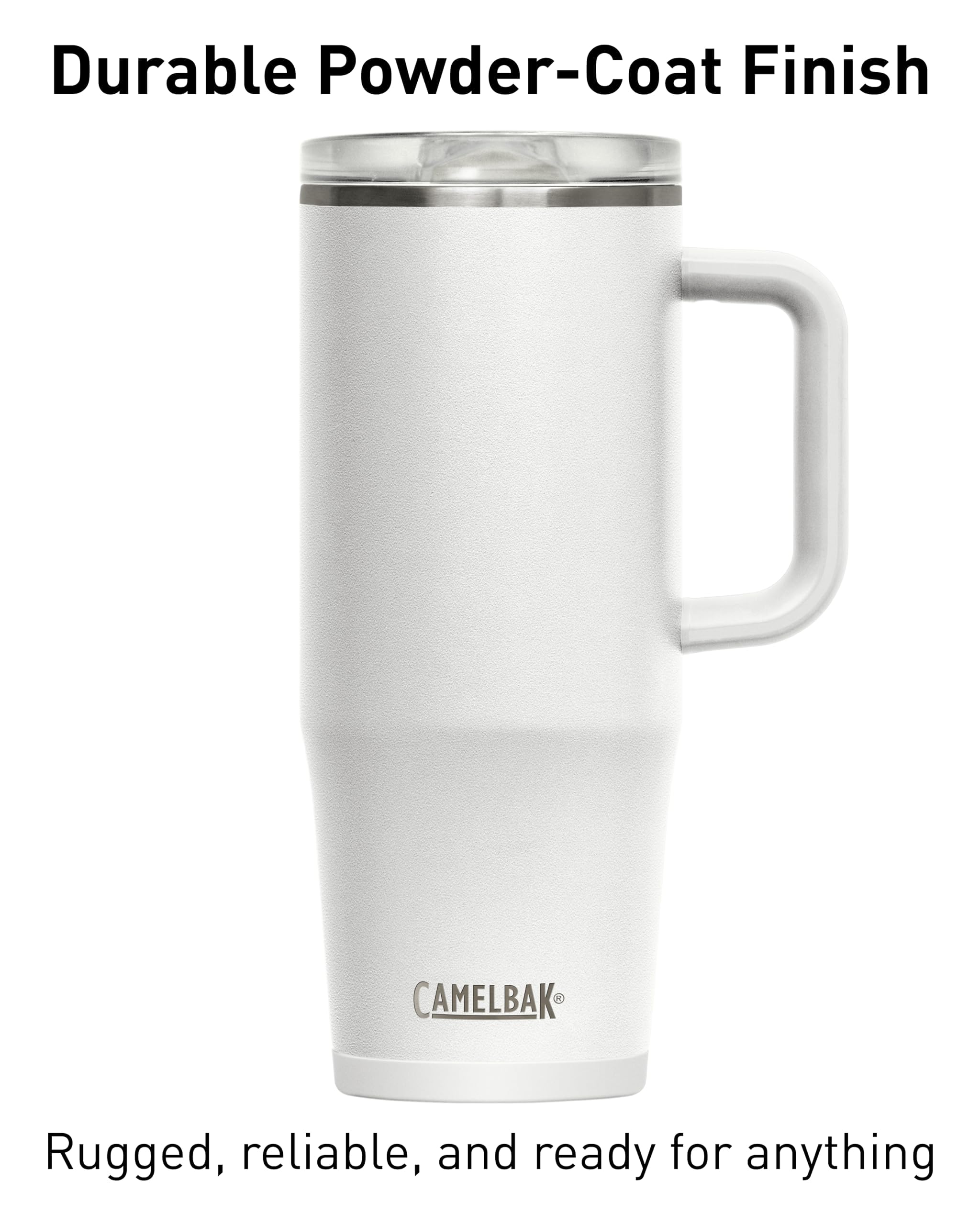 CamelBak Thrive Leak-Proof 32 oz Mug, Insulated Stainless Steel - For travel, coffee, tea, hot beverages - Spill Proof Cup-holder Compatible, White