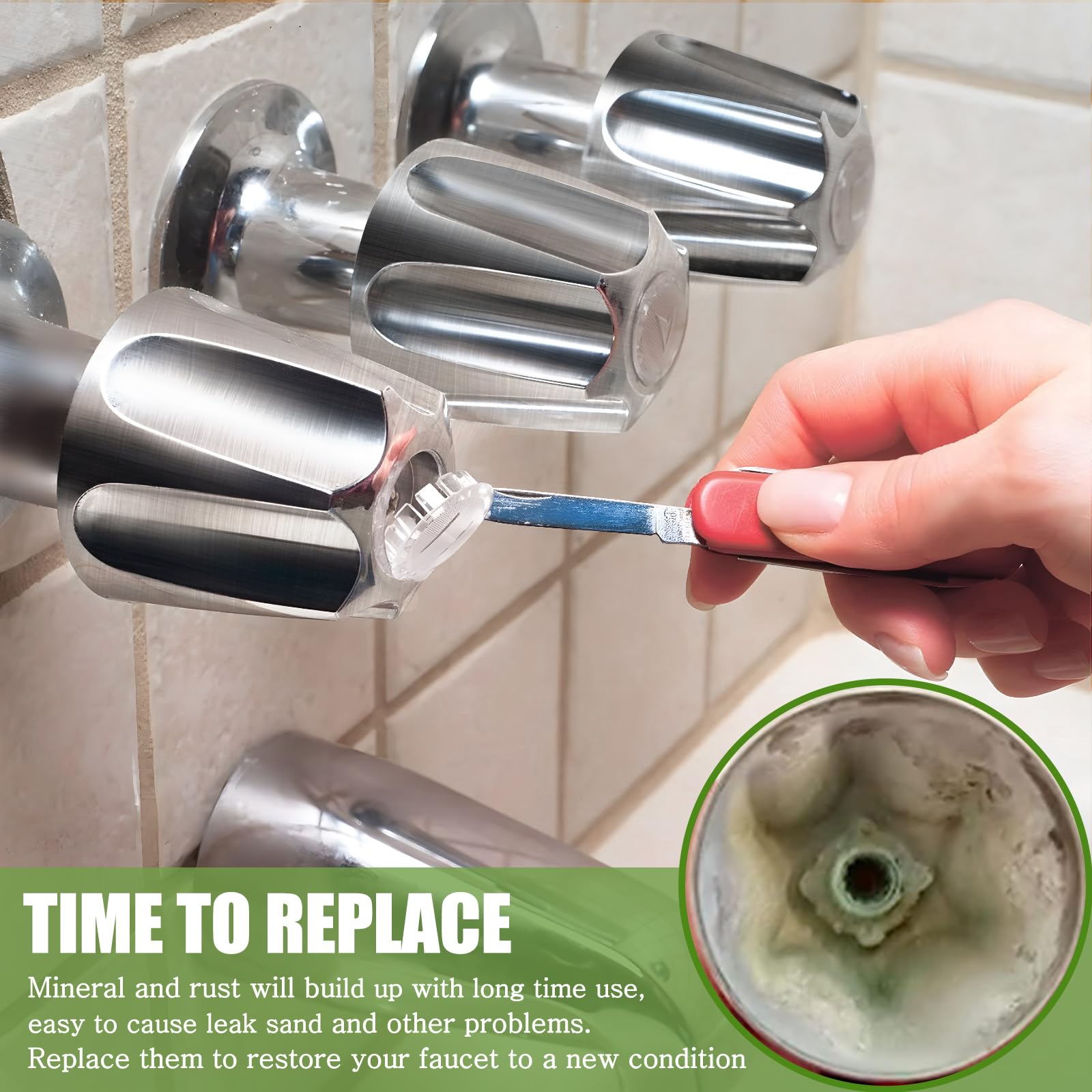 Dreyoo 3 Piece Shower Knob Replacement Compatible with Price/Pfister Verve Tub Shower, Bathtub Faucet Handle Remodel Trim Kit Include 1 Hot 1 Cold 1 Diverter and 3 Screws(Brushed Nickel)