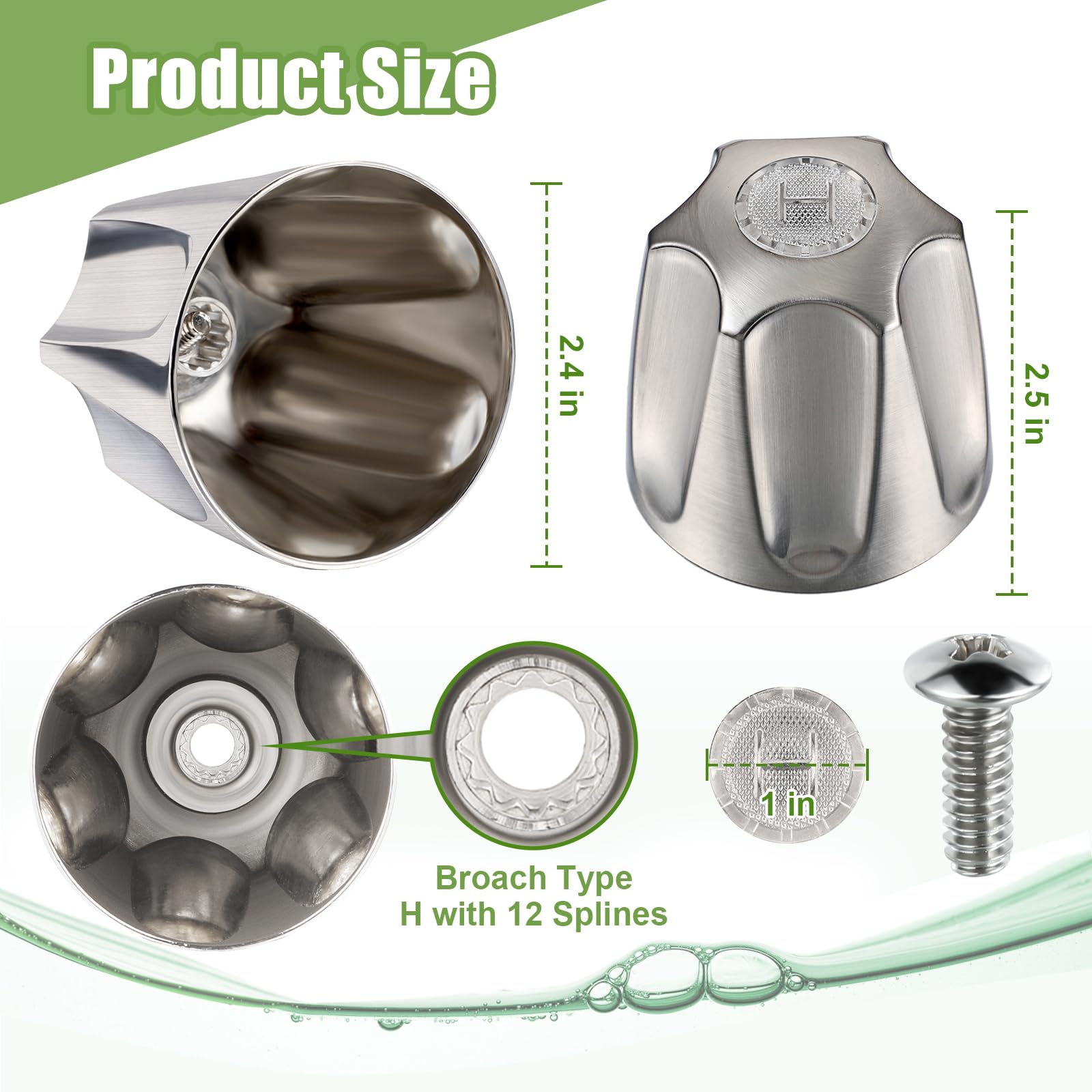 Dreyoo 3 Piece Shower Knob Replacement Compatible with Price/Pfister Verve Tub Shower, Bathtub Faucet Handle Remodel Trim Kit Include 1 Hot 1 Cold 1 Diverter and 3 Screws(Brushed Nickel)