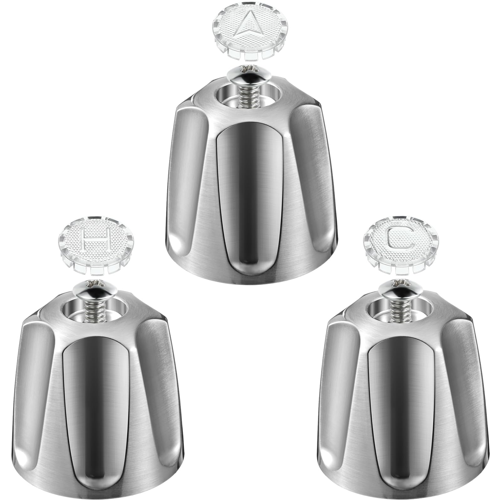 Dreyoo 3 Piece Shower Knob Replacement Compatible with Price/Pfister Verve Tub Shower, Bathtub Faucet Handle Remodel Trim Kit Include 1 Hot 1 Cold 1 Diverter and 3 Screws(Brushed Nickel)