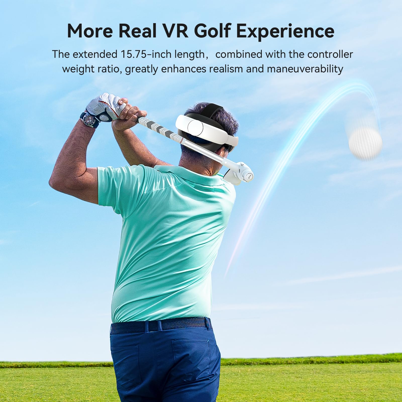 AMVR Golf Club Attachment Compatible with Meta/Oculus Quest 3S/Quest 3, Non-Slip VR Golf Handle Grip for Golf +, 80 Degree Design Keep Tracking (for Right Controller, Not for Charging Dock Battery)