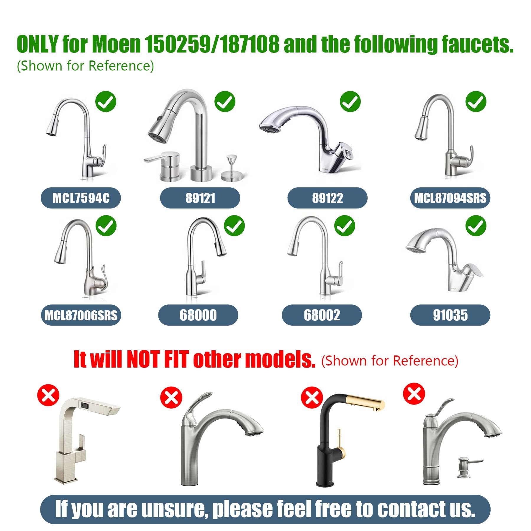 150259 Pull Down Hose for Moen Kitchen Sink Hose, Faucet Replacement Parts, Reflex hose 68-inch Connect Hose