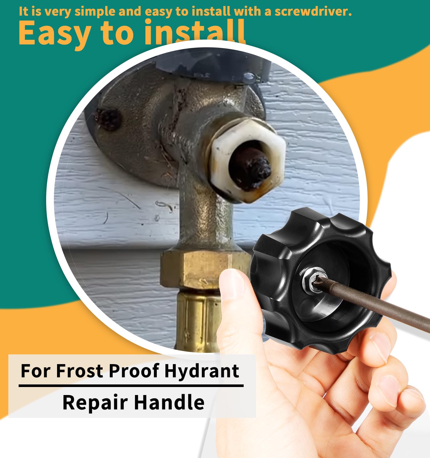 Camoo 630-7965 Wall Hydrant Handle & Screw Repair Kit for Prier/Mansfield Style Frost Proof Wall Hydrants 500 400 300 Series, Wheel Shaped Outdoor Faucet Handle