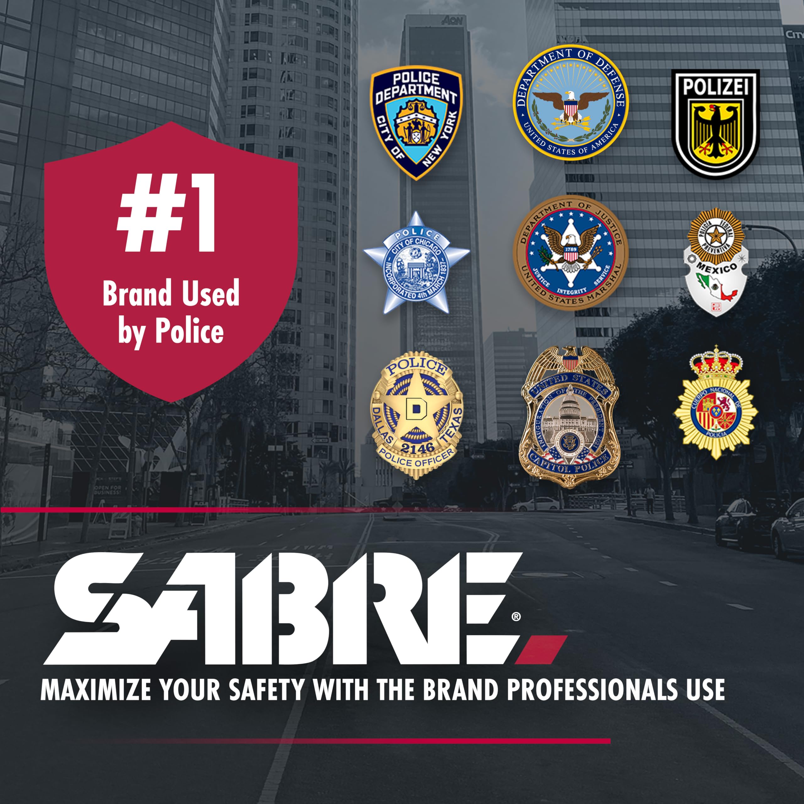 SABRE Advanced Pepper Spray, 3-in-1 Formula Contains Maximum Strength Pepper Spray, CS Military Tear Gas and UV Marking Dye, Compact Belt Clip for Easy Carry and Fast Access, 35 Bursts, 0.67 fl oz