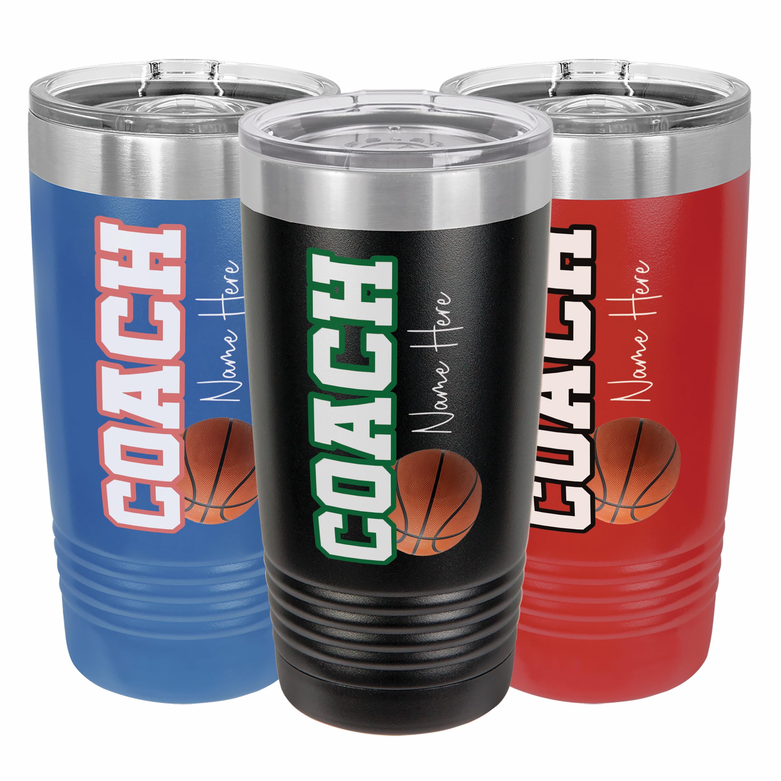 Personalized Basketball Coach Insulated Travel Tumbler β Customizable Name, Tumbler Color & Font Color β Includes Basketball Coach Gift Box - Durable, 20 oz, Stainless Steel, Double Walled
