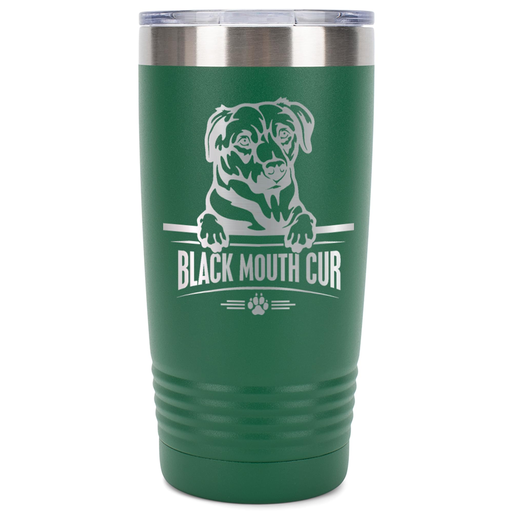 100 North Black Mouth Cur Green 20 ounce Stainless Steel Metal Vacuum Insulated Travel Tumbler Mug With Lid