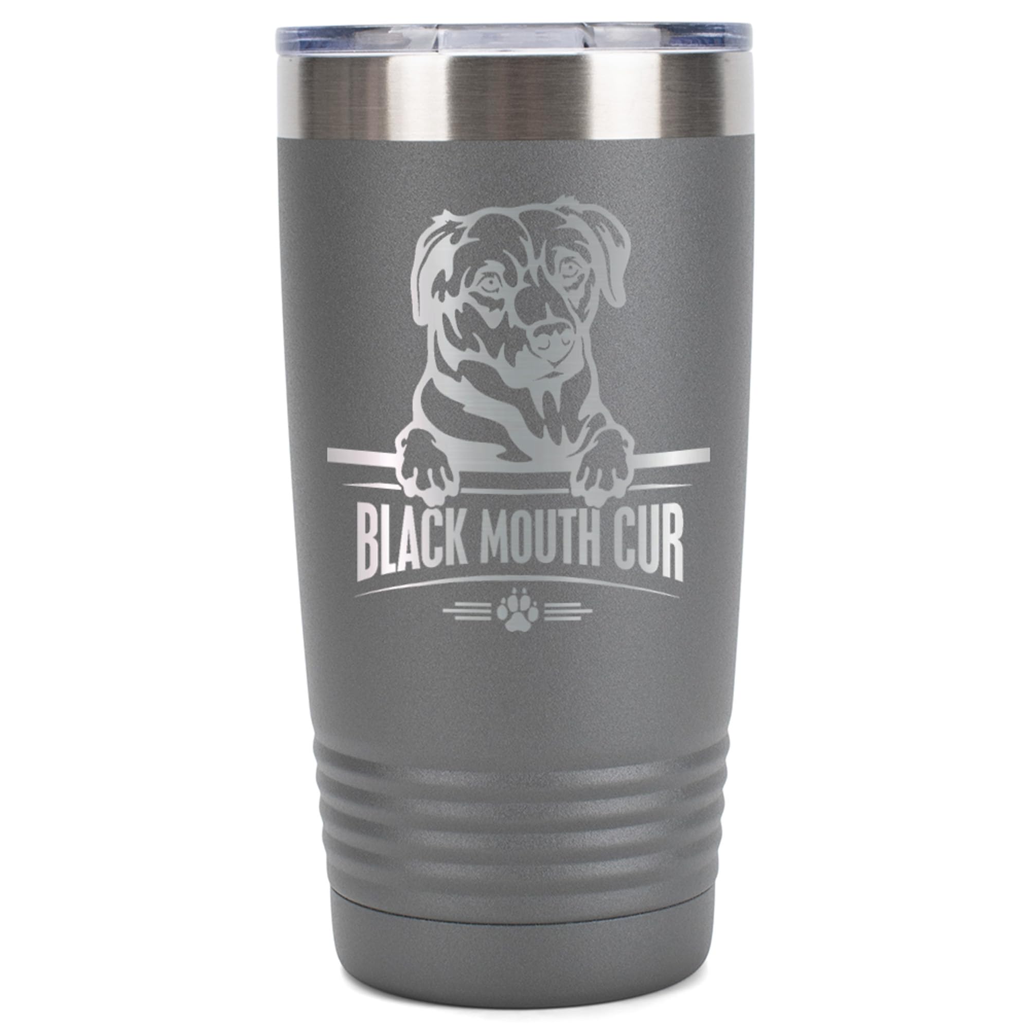 100 North Black Mouth Cur Dark Gray 20 ounce Stainless Steel Metal Vacuum Insulated Travel Tumbler Mug With Lid