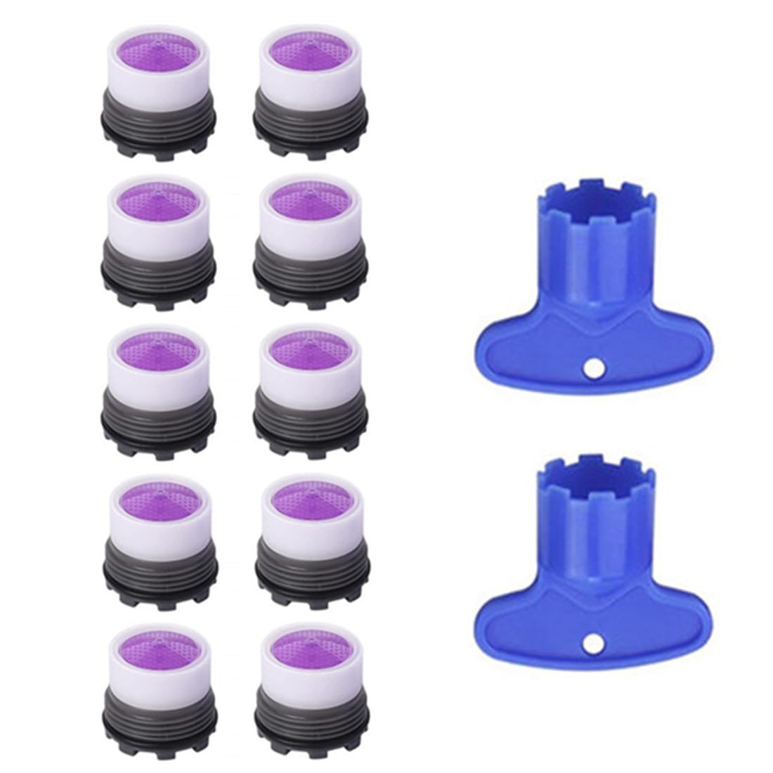 QLXHBOT 10Pcs Faucet Aerator M16.5, Aerator Replacement for Sink Faucet Flow Restrictor, Kitchen Cache Aerators Bathroom Sink Aerator with 2 Pcs Key Removal Wrench Tool (16.5 MM)