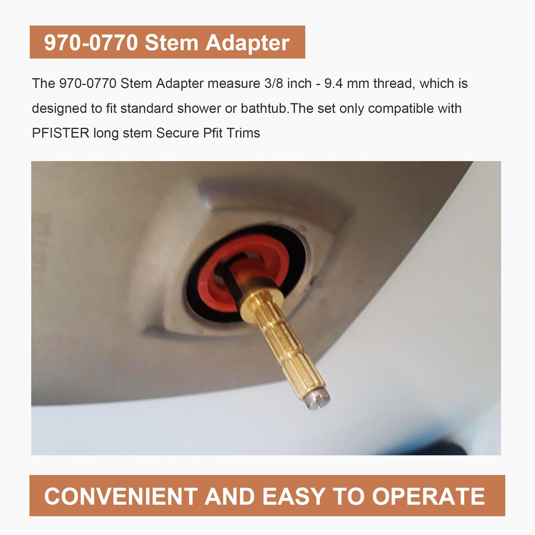 Powswopx 970-0770 Stem Adapter with Screw Replace for 970-0770 Plumbing Equipment, Pfister Securepfit Trims, Shower Handle Stem Extension Tub and Faucet Accessories Valve Extender Trim Repair