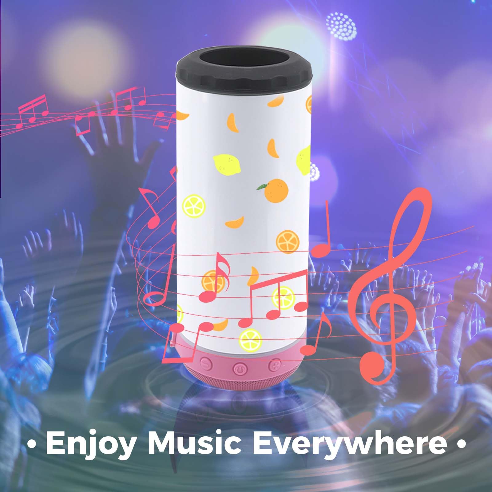 Lilsofee 4 Pack 16oz Sublimation Bluetooth Speaker Blank Tumblers Bulk Stainless Steels Insulated 4 in 1 Can Cooler Beer Holder With Lid and Straw Mix Colors Metal Slim Coozies for Drinks