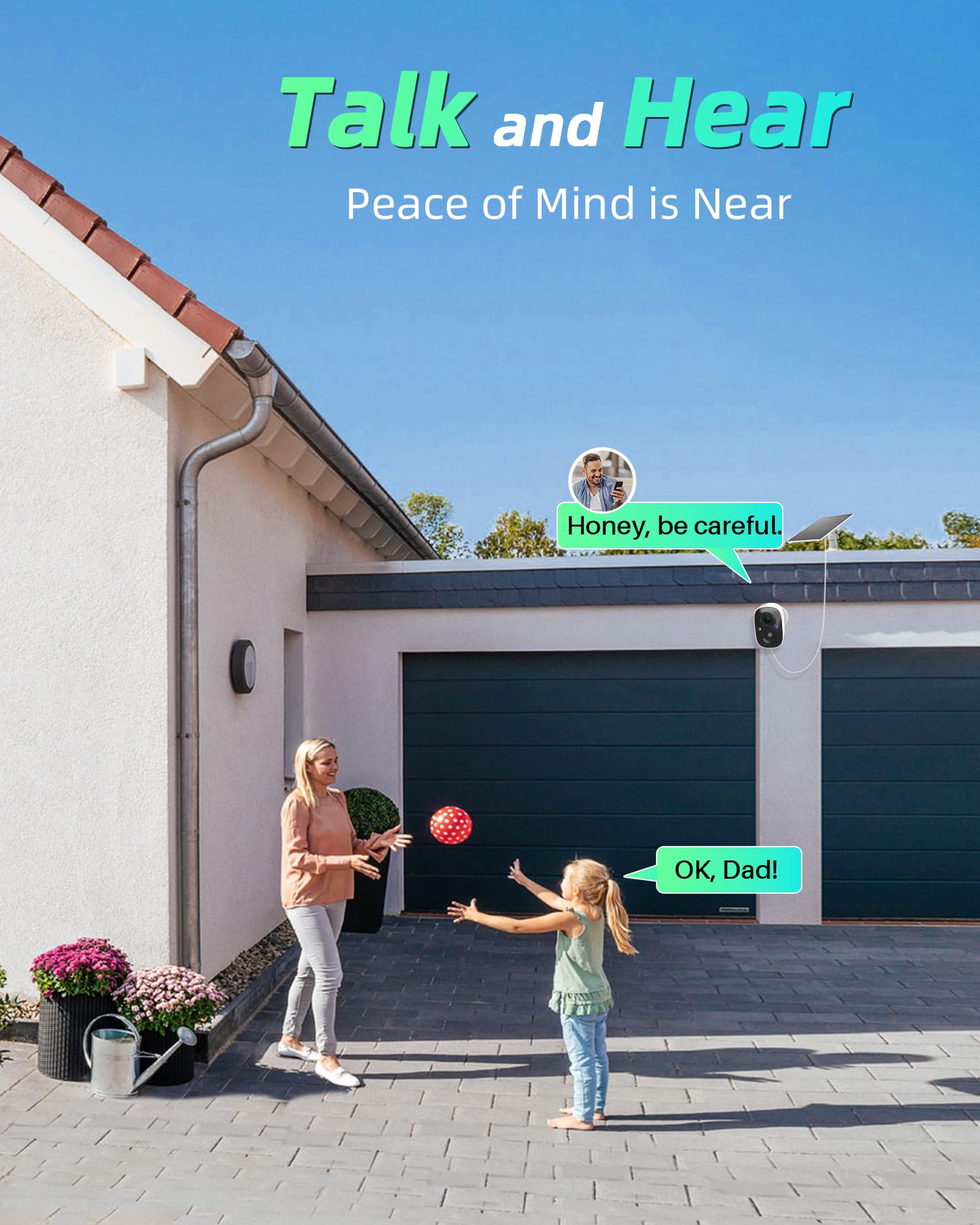 MaxiViz Solar Camera Outdoor Wireless, 2.4GHz Wi-Fi Security Camera with AI Motion Detection, Cameras for Home Security with 2K Color Night Vision, Two-Way Talk, IP66 Weatherproof, Cloud/SD Storage