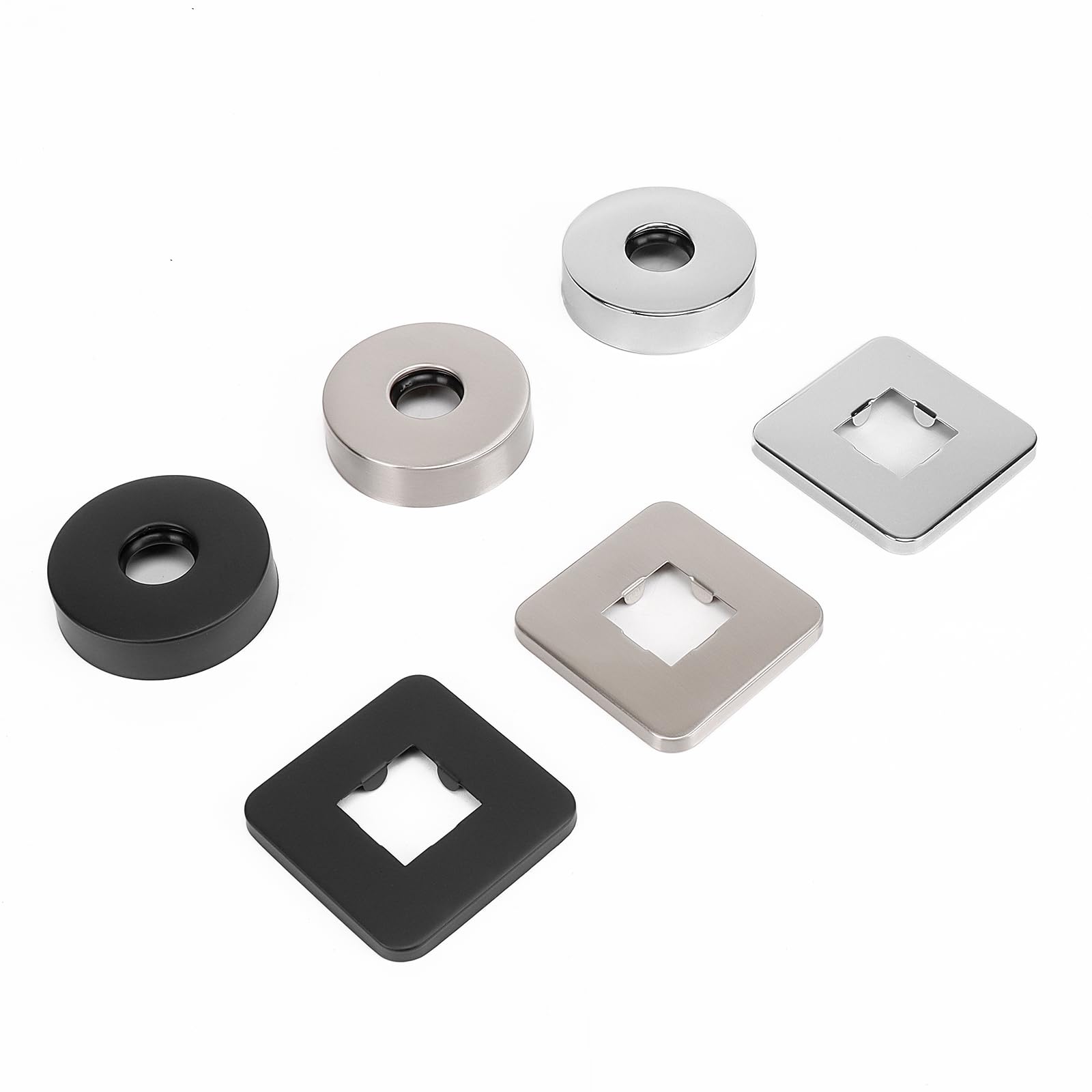 BathAce Shower Arm Flange, Stainless Steel Replacement Wall Split Flange/Escutcheon Plate Floor for Universal Standard Shower Head Arm Pipe (Square-Non Split-2 Packs, Brushed Nickel)