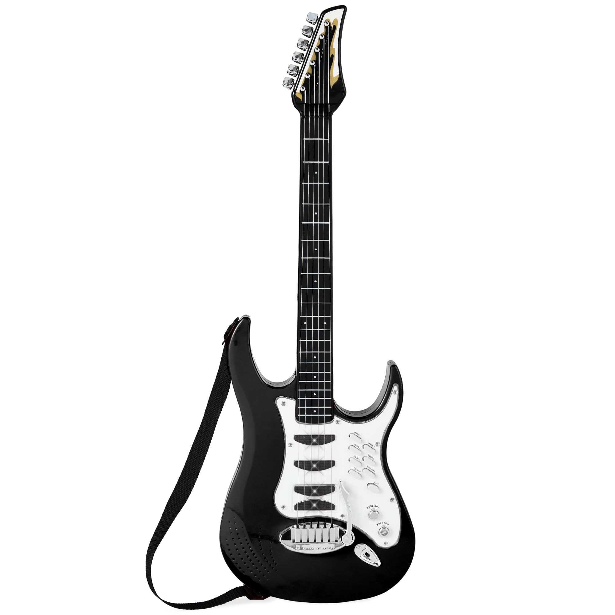 Best Choice Products Kids Electric Musical Guitar Play Set, Toy Guitar Starter Kit Bundle w/ 6 Demo Songs, Whammy Bar, Microphone, Amp, AUX, 2 Sticker Sheets - Black