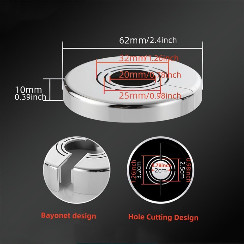 cuttable Wall Split Flange, Split ABS Lightweight Escutcheon Cover Plate,Chrome,for 21/26/33mm(0.8/1.0/1.2in) Copper, PEX Pipe (Tall 10mm Black)