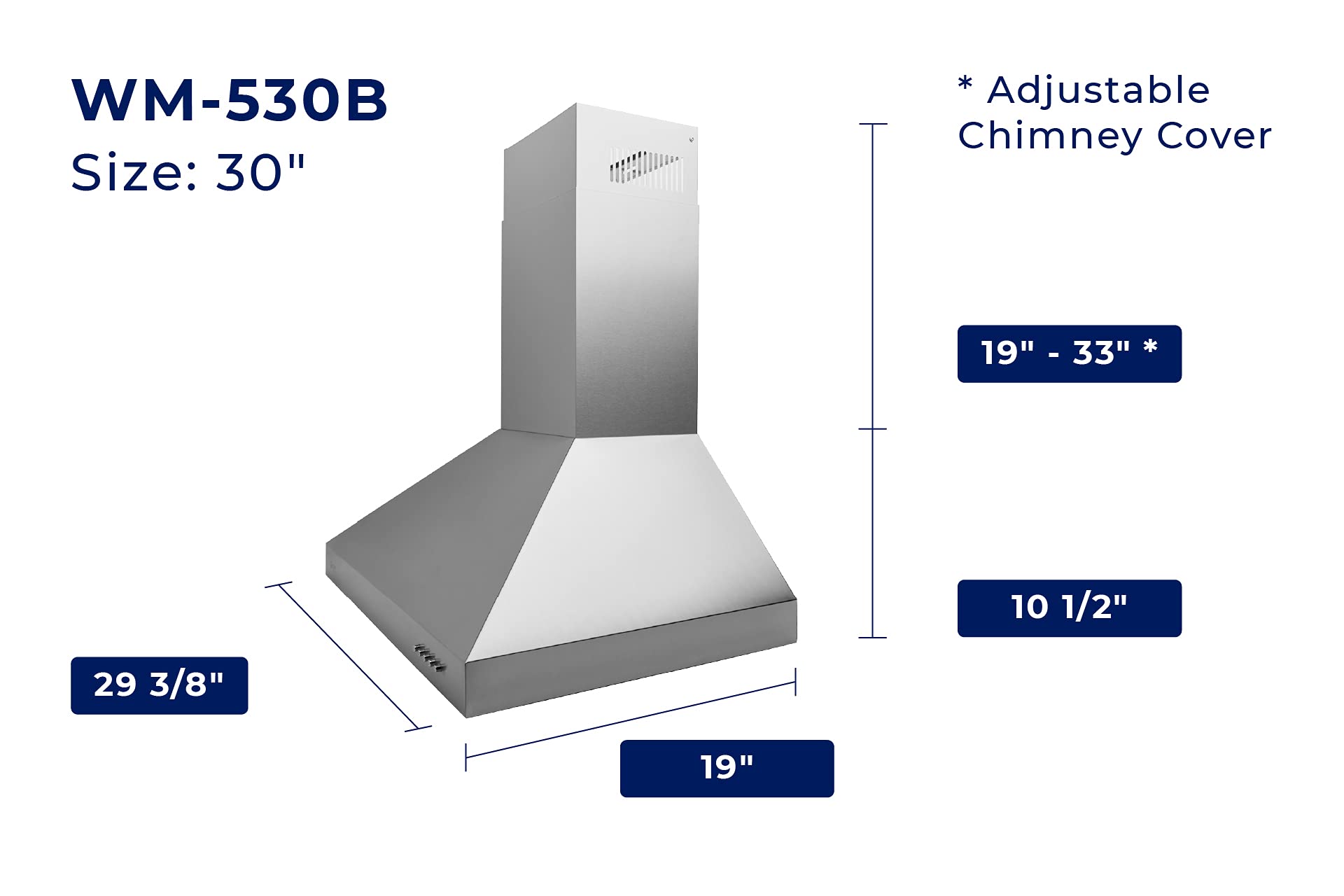 Hauslane Wall Mount Range Hood 30 Inch | Matte White Wall Chimney | 6” Duct/Ductless Convertible, Strong Suction, Six-layer Aluminum Filters, Changeable LED Lamps, Stove Kitchen Vent Hood
