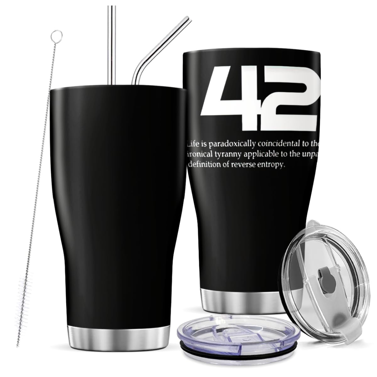 KINGGGGG Tumbler 30 Oz The with Lid and Straw Meaning Stainless Of Coffee Life Insulated Is Steel 42 Travel Tea