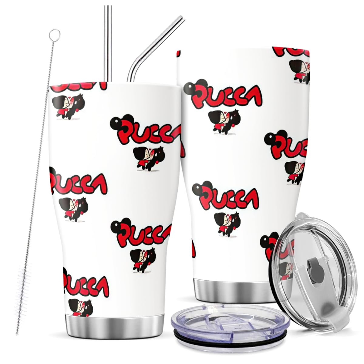 KINGGGGG Tumbler 30 Oz Pucca Stainless And Steel Garu Insulated Funny Coffee Love with Lid and Straw