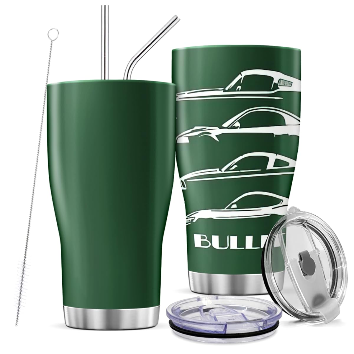 KINGGGGG Tumbler 30 Oz Coffee with Lid and Straw Bullitt Steel Evolution Insulated Stainless
