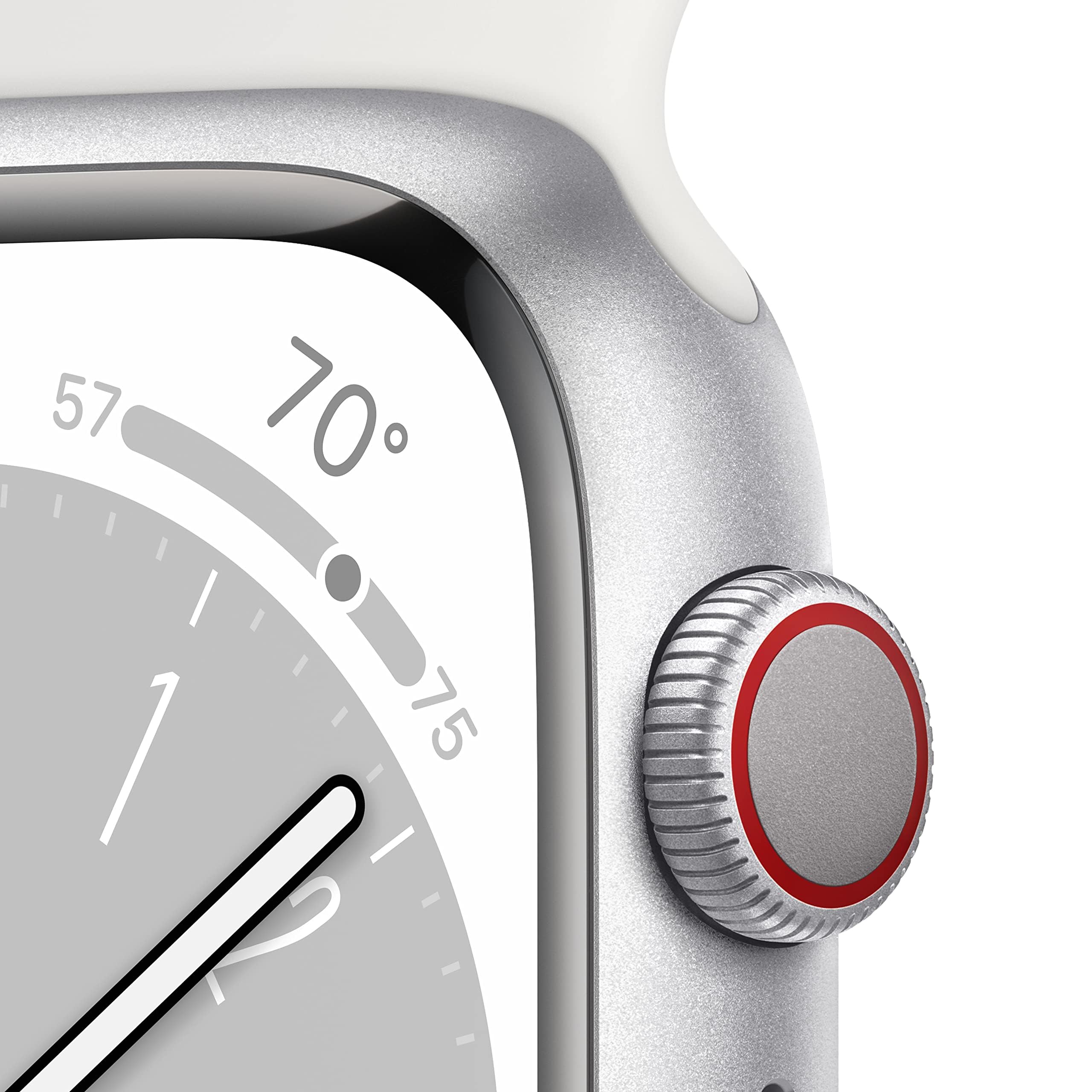 Apple Watch Series 8 [GPS + Cellular, 41mm] - Silver Aluminum Case with White Sport Band, M/L (Renewed)