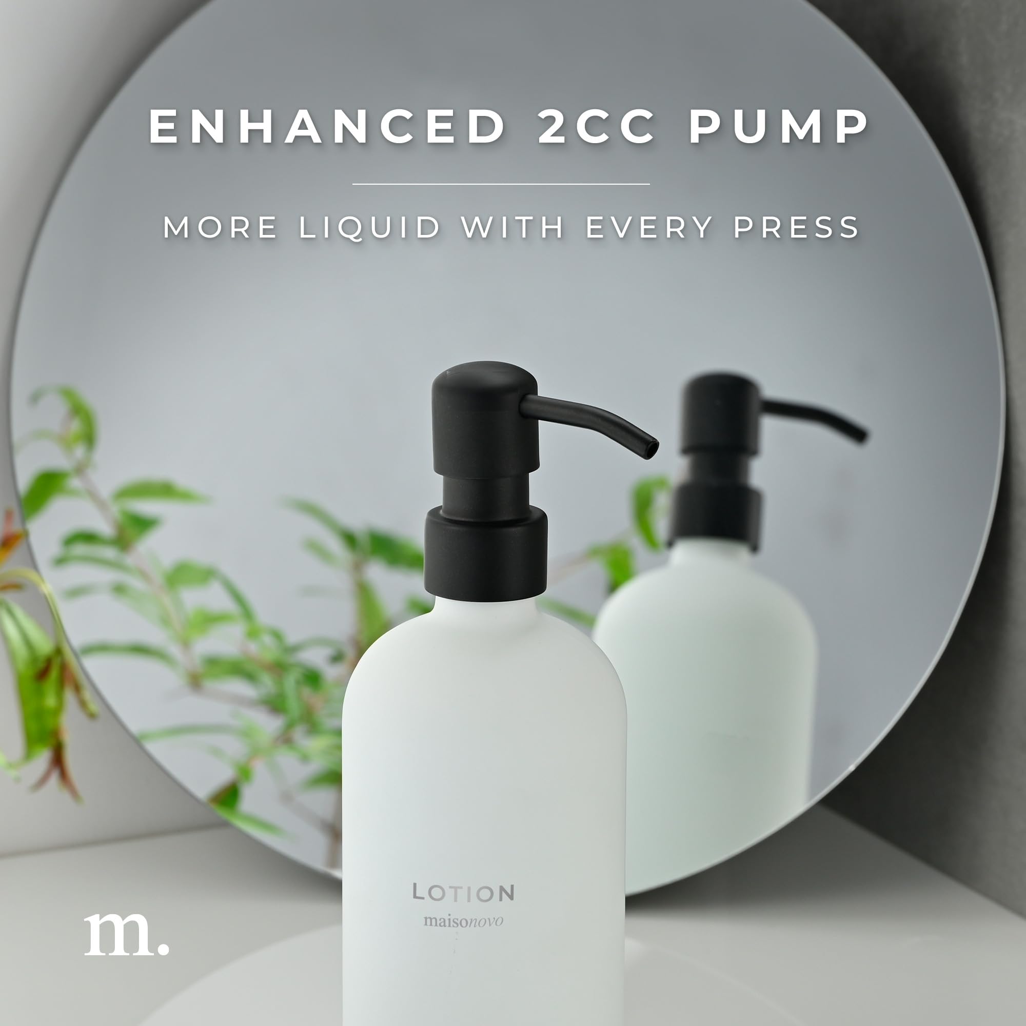 MaisoNovo Soap Dispenser 1-Piece Set | 16.9oz White Bottles with Black Stainless Steel Pump
